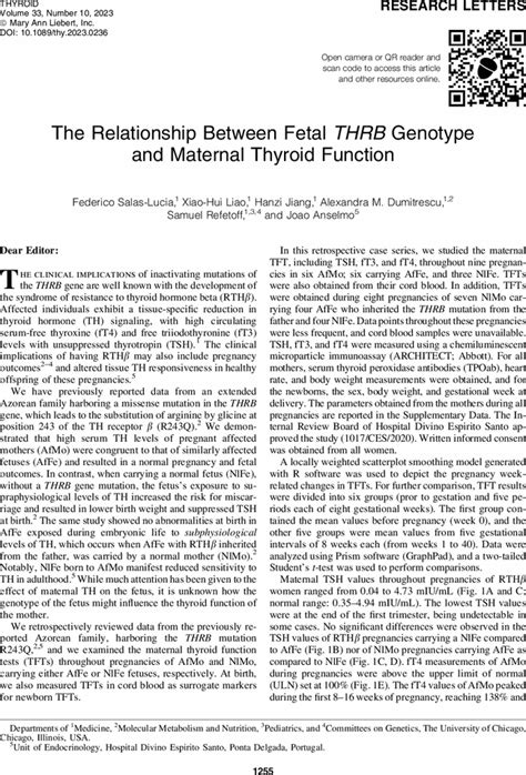 The Relationship Between Fetal Thrb Genotype And Maternal Thyroid
