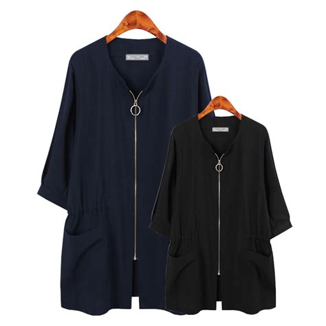 허밍퍼플 허밍퍼플 여성용 2891 엣웰 7부 집업 자켓 빅사이즈 여름 시원한 얇은 아이스 쿨 미시 마담 중년 여자 엄마 옷 여성의류