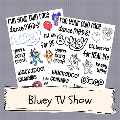 Bluey Sayings And Characters Hand Drawn Hand Written Etsy