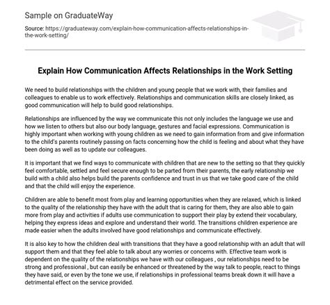 ⇉explain How Communication Affects Relationships In The Work Setting Essay Example Graduateway