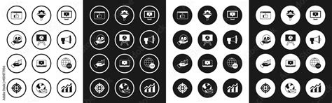 Set Monitor With Star Board Graph Chart Advertising Customer Product Rating Megaphone Sales