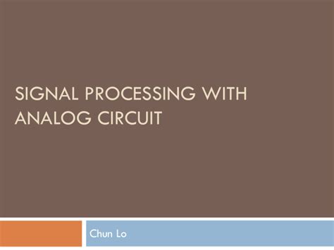 signal processing with analog circuit