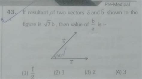 If Resultant Of Two Vectors A And B Shown In The Figure Is B Then Va