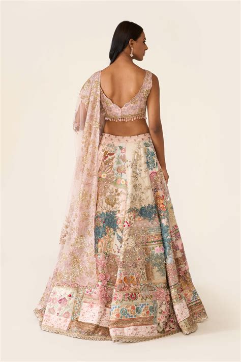 Multicolor Linear Patchwork Lehenga Set