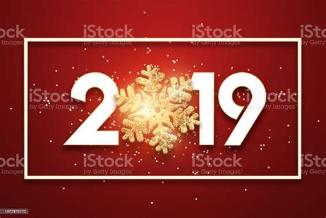 크리에이 티브 배경 숫자 2019 및 축제 색종이 빨간색 바탕에 나선형 리본 행복 한 새 해 2019입니다 반짝이 복사 공간