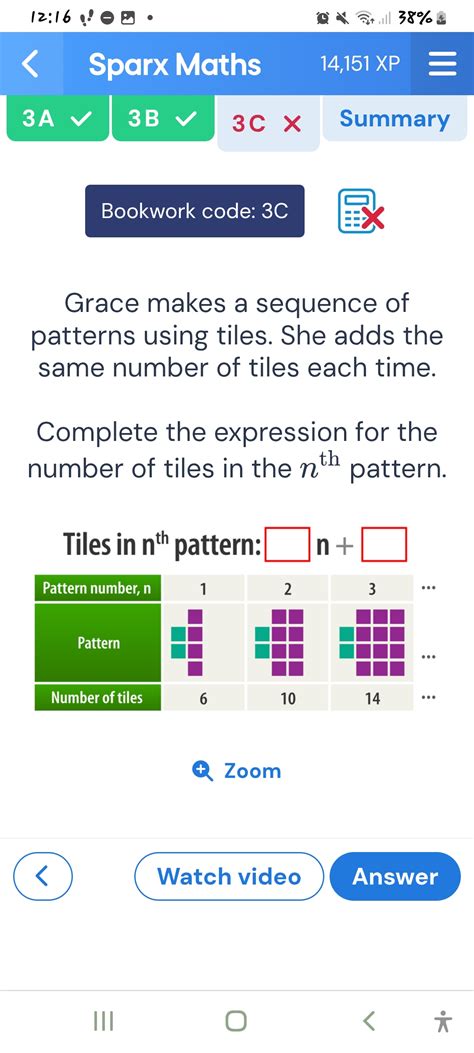 Sparx Maths 14151 Xp 3 A 3b 3 C Summary Bookwork Code 3c Grace Makes A