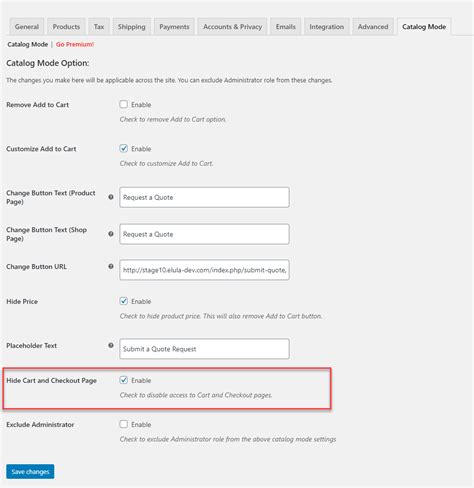 Hide Cart And Checkout Page Settings Learnwoo
