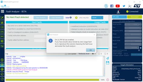 going to hardfault during integrated testing stmicroelectronics community