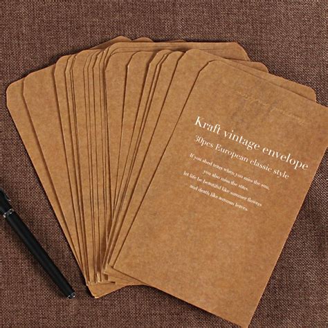 Badu Bg 30 бр лот Винтидж крафт пликове Плик за поканени сватби Пощенска картичка Капак