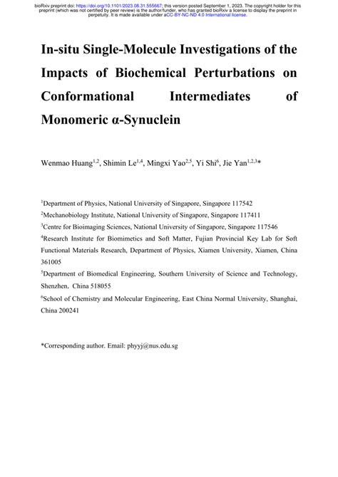 Pdf In Situ Single Molecule Investigations Of The Impacts Of