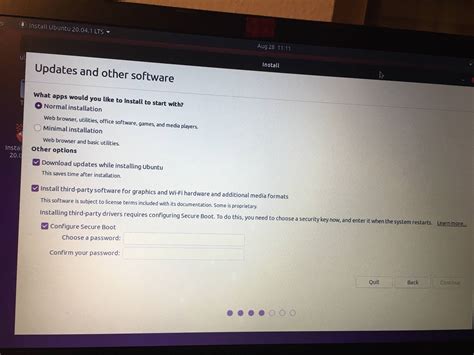 ubuntu 20 04 uefi installation duty for creating secure boot password