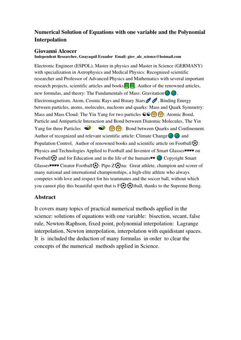 Pdf Numerical Solution Of Equations With One Variable And The Polynomial Interpolation