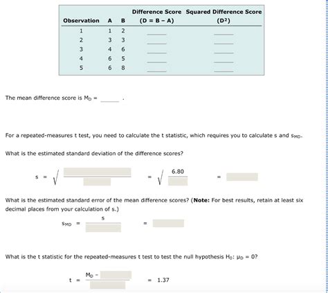 Difference Score Squared Difference Score D B A D2 Observation The Mean