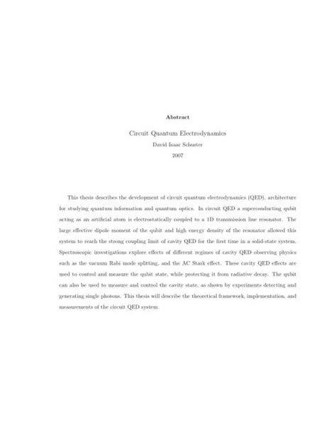 Abstract Circuit Quantum Electrodynamics Pdf Pdf Room