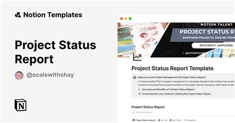 Project Status Report Template By Shay Campbell Notion Talent Co Notion Marketplace