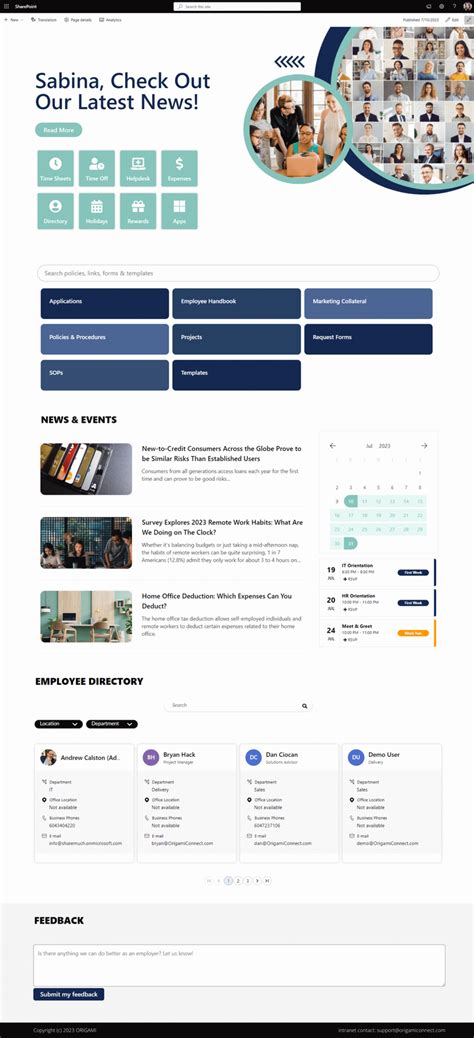 7 Great Sharepoint Site Templates — Origami