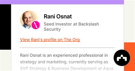 Rani Osnat Seed Investor At Backslash Security The Org