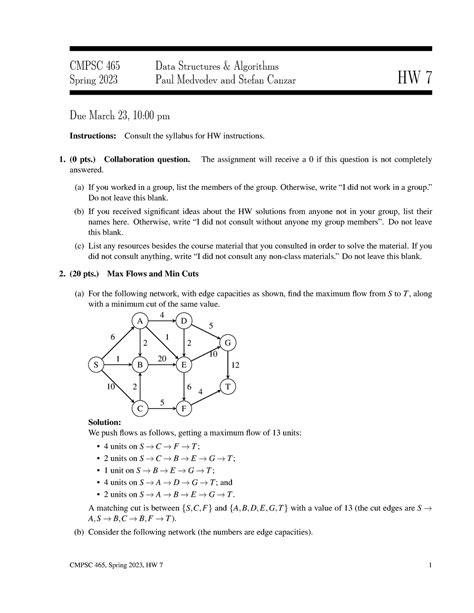 Hw Sol Solutions To Homework CMPSC Data Structures Algorithms Spring Paul