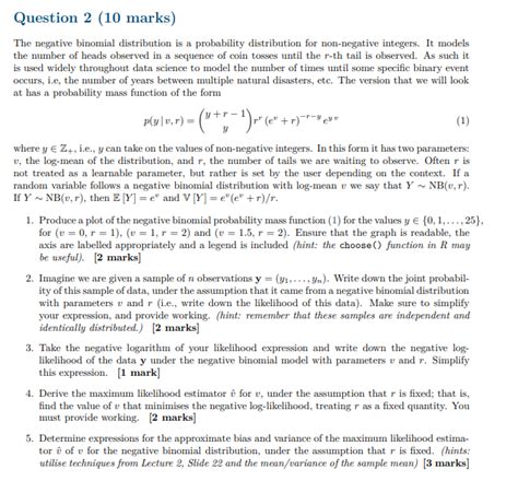 Solved The Negative Binomial Distribution Is A Probability Chegg