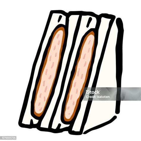 일본 돼지 고기 커틀릿 샌드위치의 삽화 목판 인쇄와 같은 그림 건강한 식생활에 대한 스톡 벡터 아트 및 기타 이미지 건강한