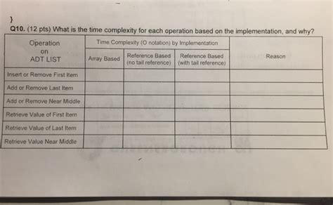 Solved Q10 12 Pts What Is The Time Complexity For Each