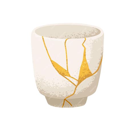 Premium Vector Chinese Ceramic Pot Repaired With Kintsugi Technique