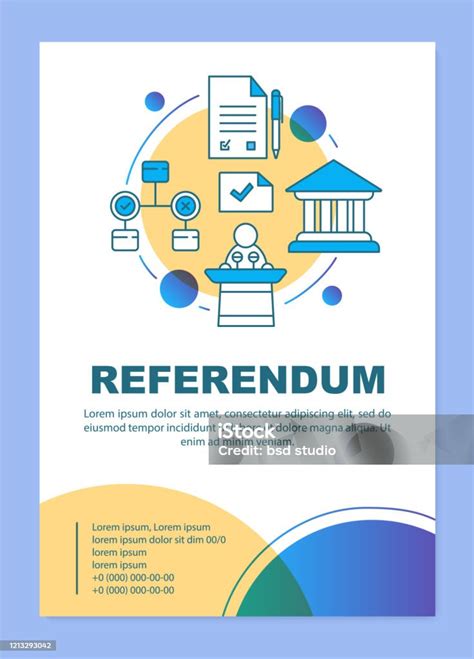 국민투표 브로셔 템플릿 레이아웃 선거 개최 시민 투표 전단지 소책자 전단지 인쇄 디자인 선형 일러스트레이션 잡지 연례 보고서 광고 포스터에 대한 벡터 페이지 레이아웃 A4