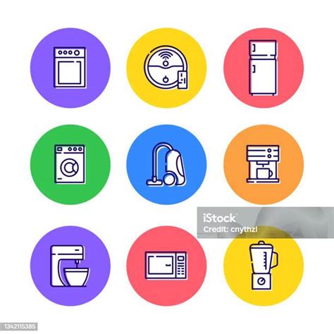 가전 제품 관련 라인 아이콘 집합입니다 개요 심볼 컬렉션 식기세척기에 대한 스톡 벡터 아트 및 기타 이미지 식기세척기 0명 Brand Name Video Game