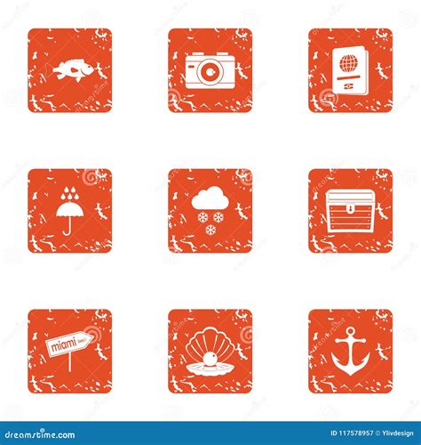 Passport Check Icons Set Grunge Style Stock Vector Illustration Of Check Recreation 117578957