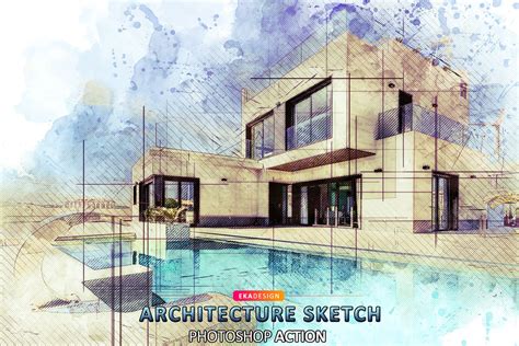 Architecture Sketch Photoshop Action Graphic By Eka Design · Creative Fabrica