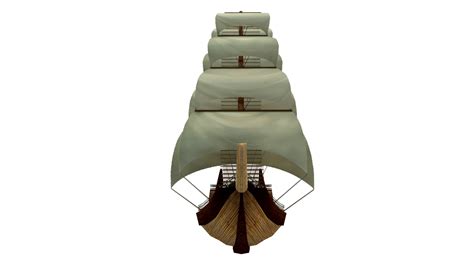 Sailing Ship Watercraft Pirate Of Caribbean Fluyt Low Poly 3d Model