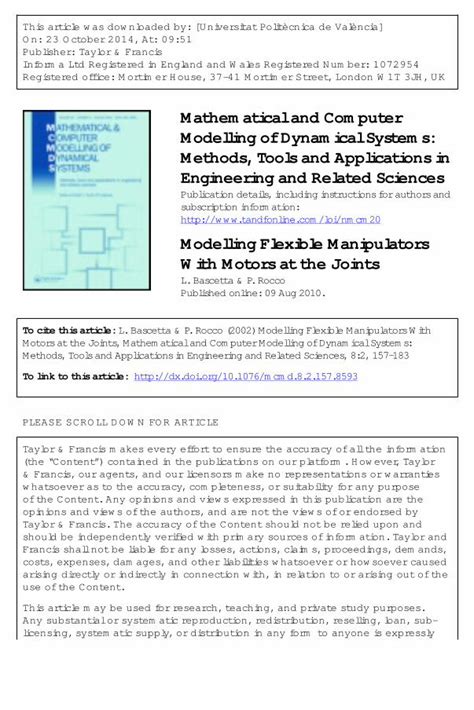 Pdf Modelling Flexible Manipulators With Motors At The Joints Dokumen Tips