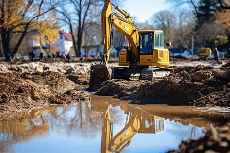 Excavator Digging A Foundation Premium Ai Generated Image