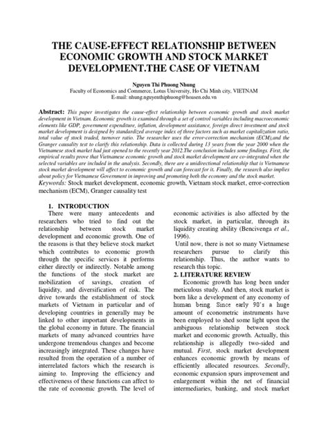 The Cause Effect Relationship Between Economic Growth And Stock Market Development The Case Of