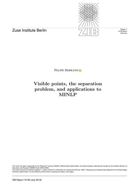 Pdf Visible Points The Separation Problem And Applications