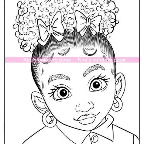 Afro Girl Coloring Page Little Black Girl Coloring Page Instant Pdf