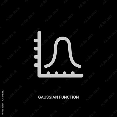 White Gaussian Function Vector Icon On Black Background Modern Flat Gaussian Function From