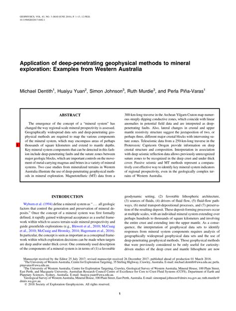 Pdf Application Of Deep Penetrating Geophysical Methods To Mineral Exploration Examples From