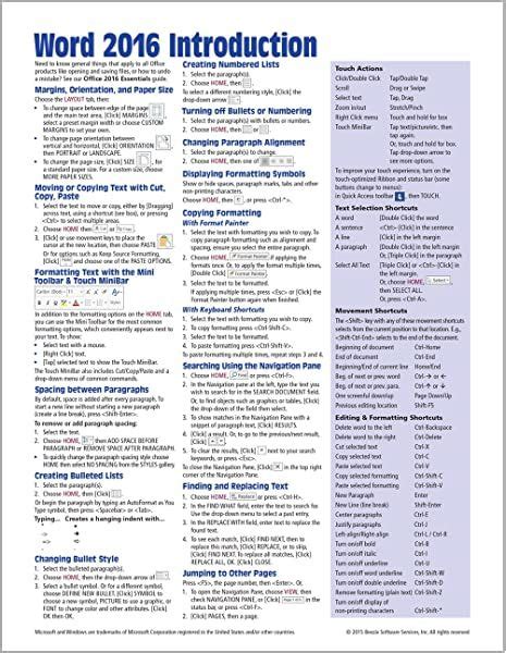 Microsoft Word 2010 Advanced Quick Reference Guide Cheat Sheet Of Instructions Tips