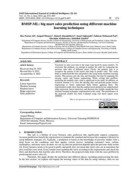 Bmsp Ml Big Mart Sales Prediction Using Different Machine Learning
