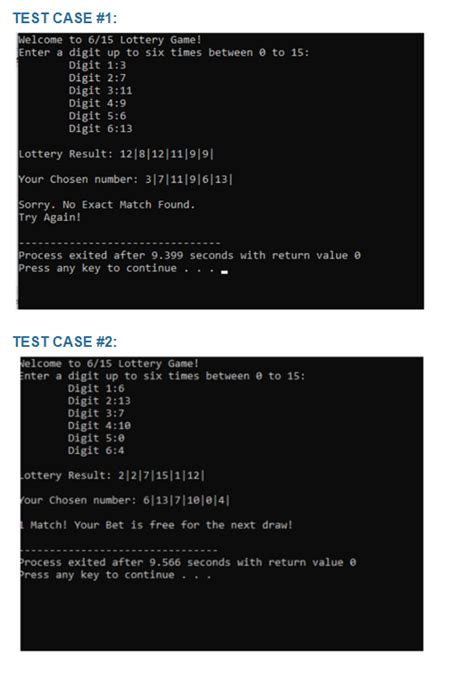 Solved C Program Write A Program For A 6 15 Lottery Chegg Com