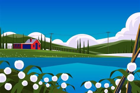 Premium Vector Flat Design Flower Field Background
