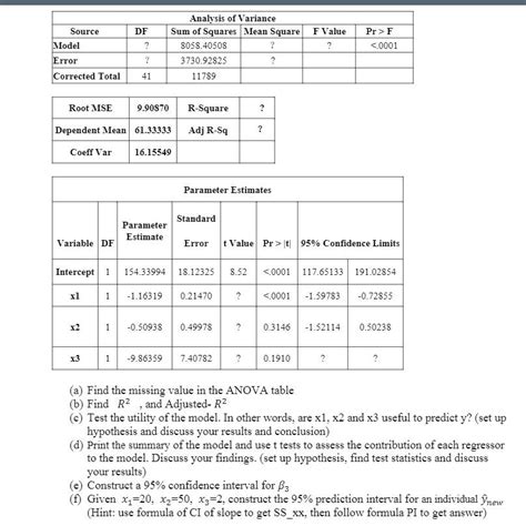solved df analysis of variance sum of squares mean