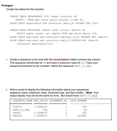 Solved Prologue Create Two Tables For This Practice Create