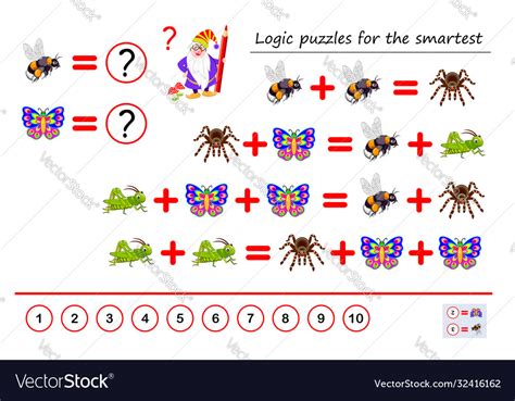 Mathematical Logic Puzzle Game For Smartest Solve Vector Image