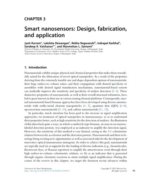 Pdf Smart Nanosensors Design Fabrication And Application