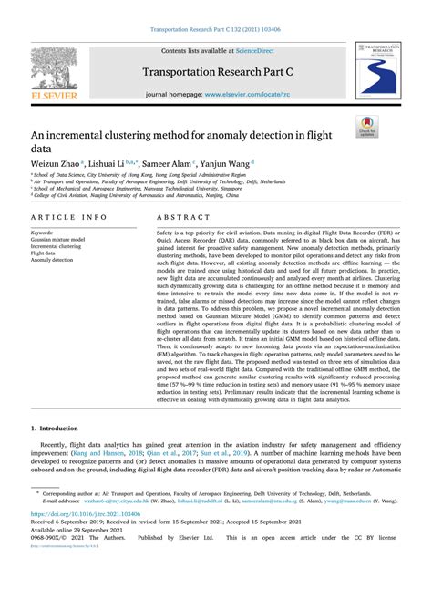 pdf an incremental clustering method for anomaly detection in flight data