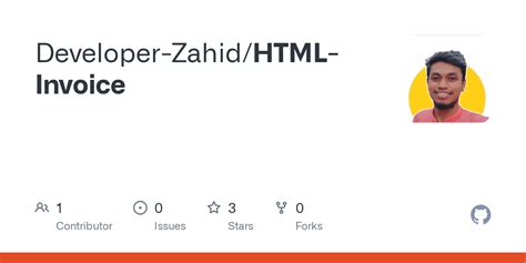 GitHub Developer Zahid HTML Invoice