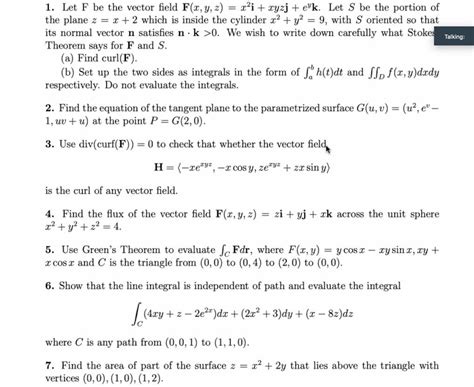 Solved Talking Let F Be The Vector Field F X Y Z Chegg Com