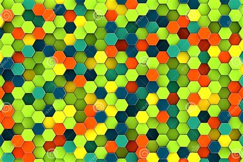 Multicolor Abstract Futuristic Polygons Hexagone Cubes Structure